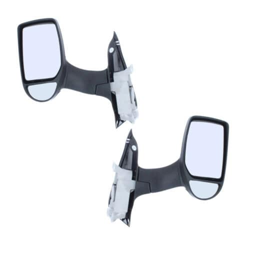 Ford Transit Long Arm Manual Black Wing Mirror Pair - Shore Vans